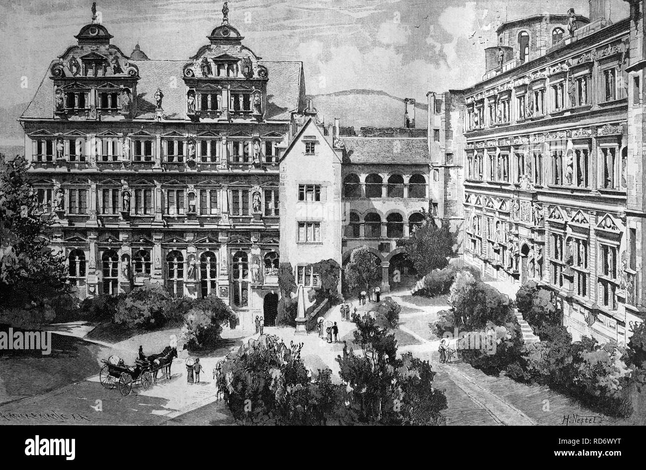 Heidelberg castle courtyard hi-res stock photography and images - Alamy