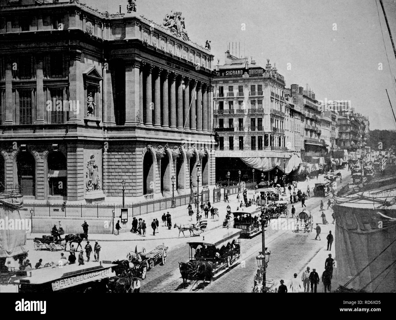 Early autotype, stock exchange of Marseille, France, 1880 Stock Photo ...