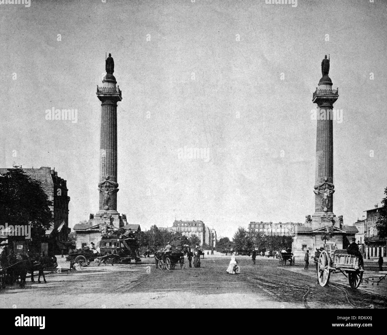 Early autotype of the Le Place de la Nation square, Paris, France, 1880 ...