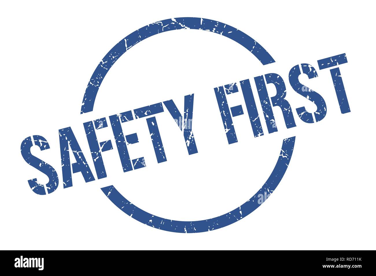 safety first blue round stamp Stock Vector Image & Art - Alamy