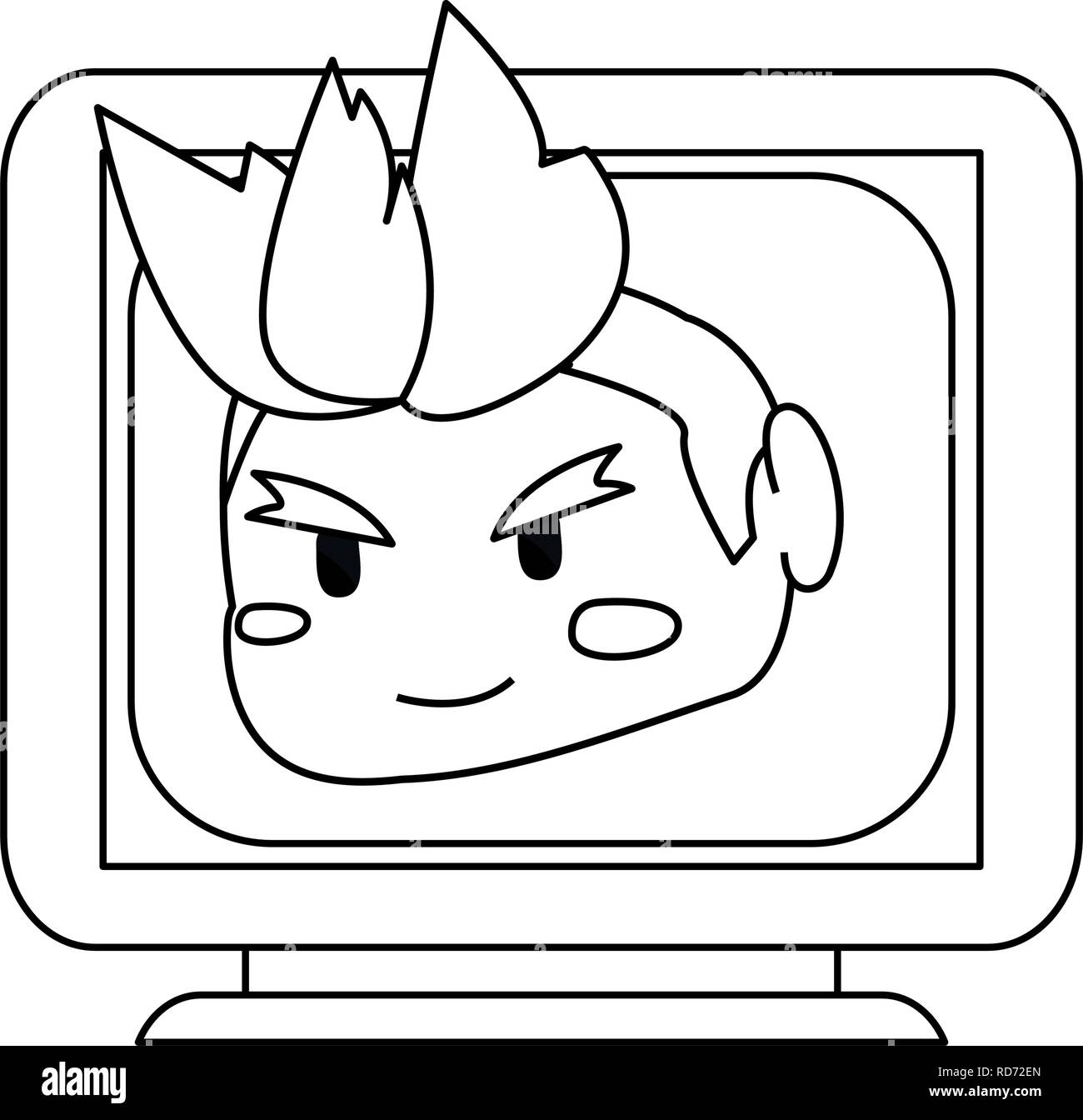video game boy avatar face on screen vector illustration Stock Vector ...