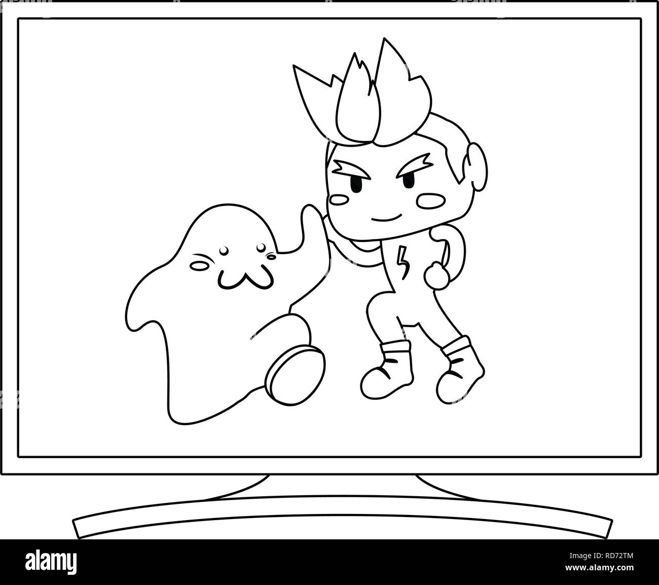 video game monitor screen characters vector illustration Stock Vector ...