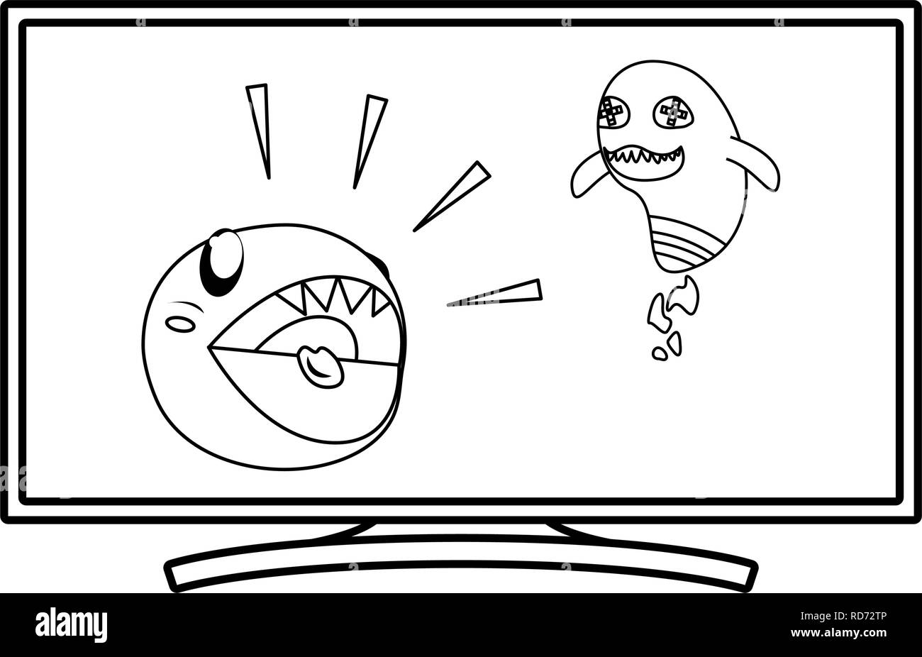 video game monitor with monster avatars vector illustration Stock ...