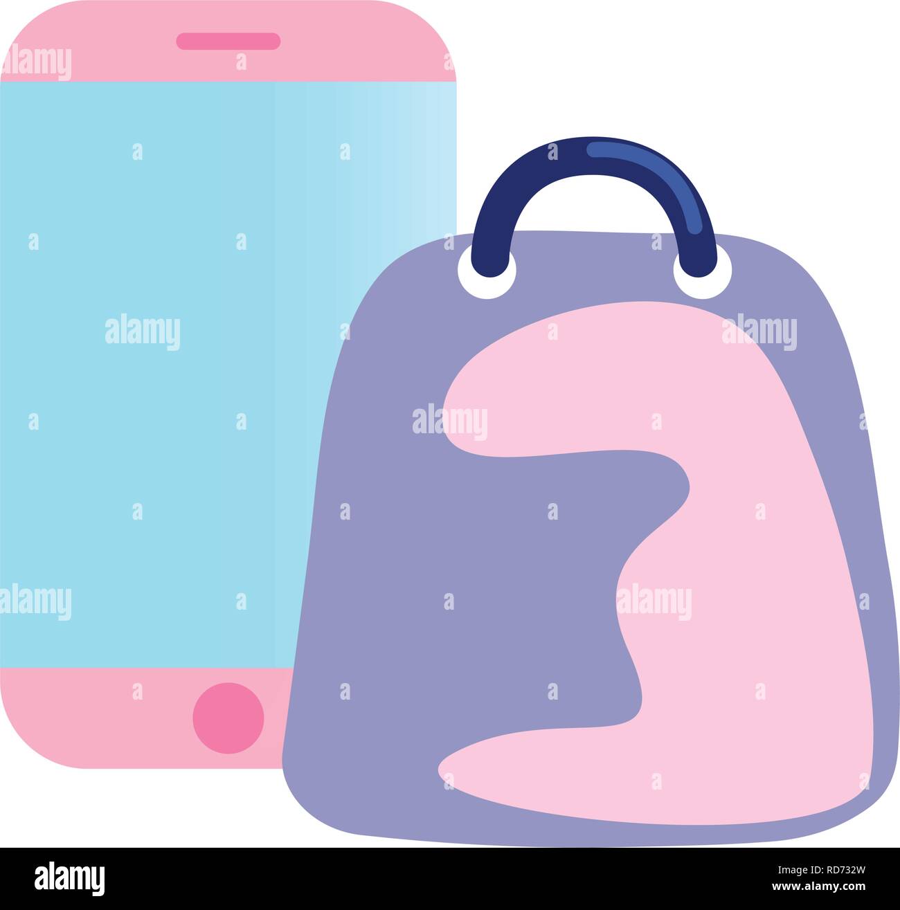 cellphone shopping bag on white background vector illustration Stock ...
