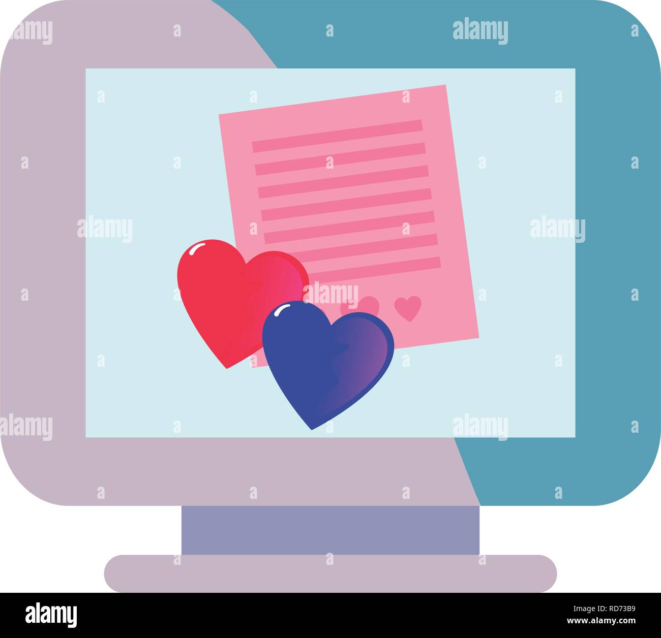 computer letter heart happy valentines day vector illustration Stock ...