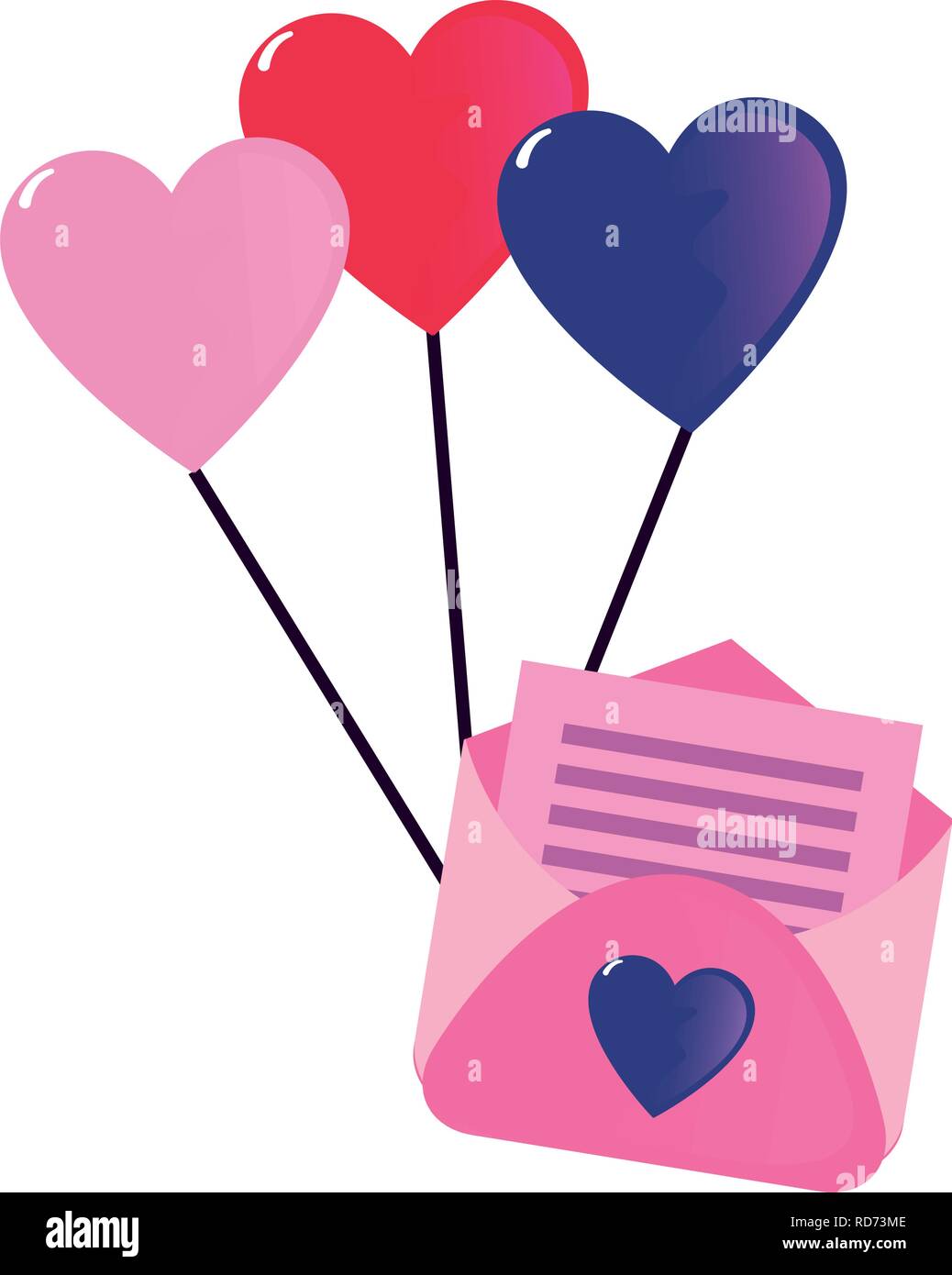 mail envelope balloons happy valentines day vector illustration Stock ...