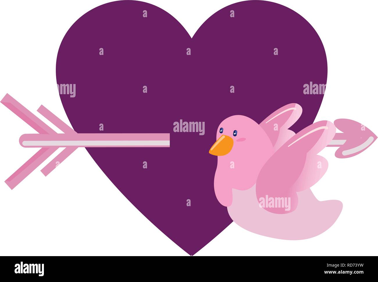 doves heart arrow happy valentines day vector illustration Stock Vector ...