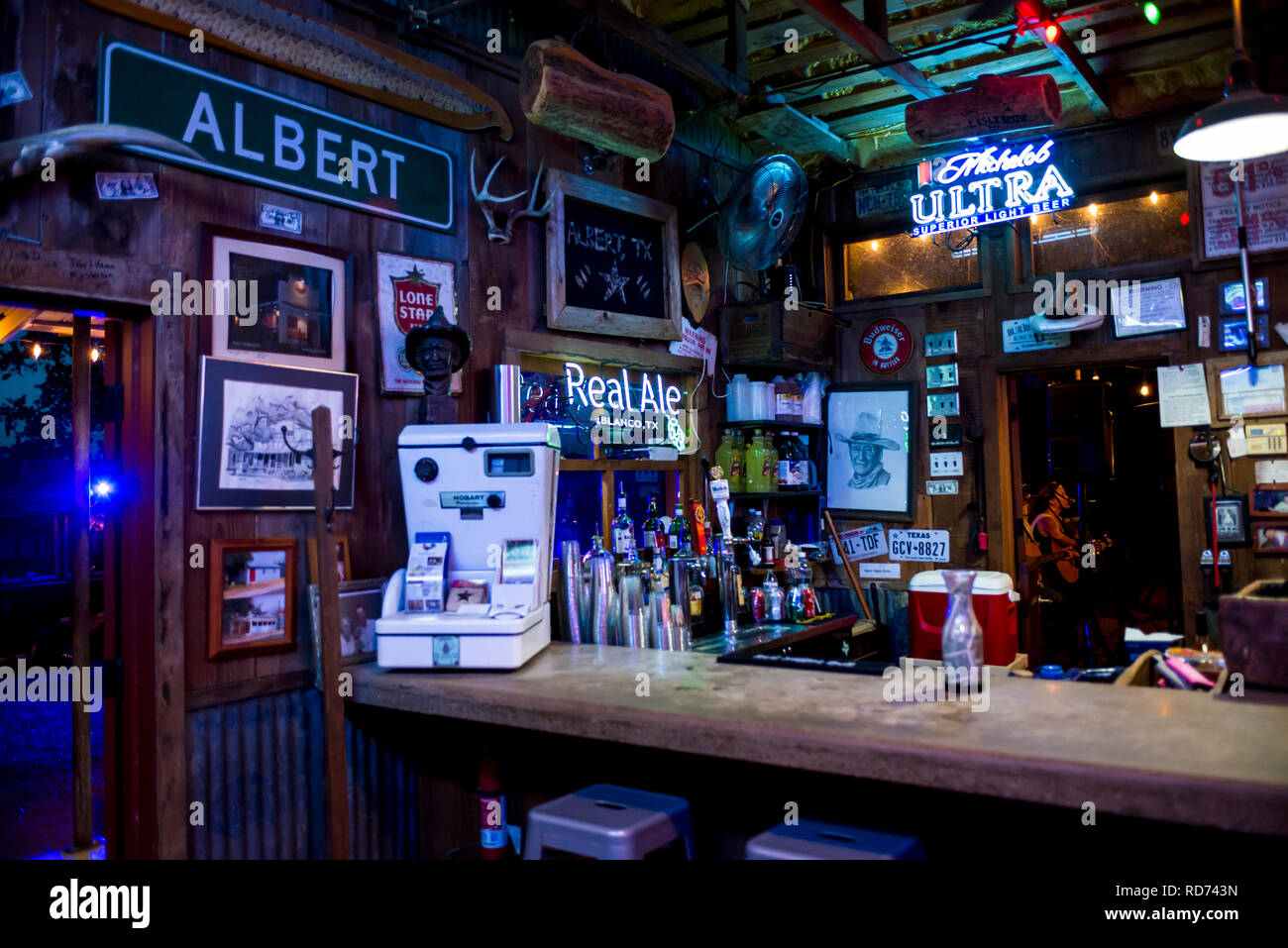 Texas small town bar interior in the Hill Country, USA Stock Photo - Alamy