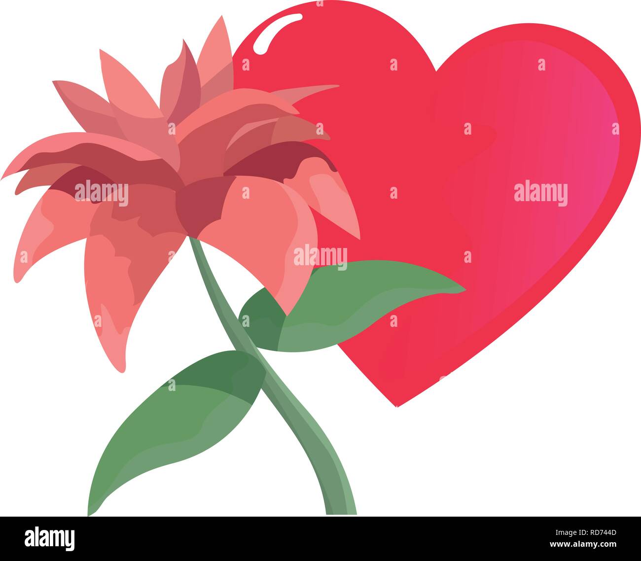 flower hearts love happy valentines day vector illustration Stock ...