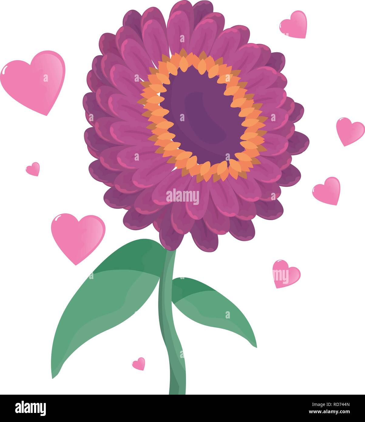 flower hearts love happy valentines day vector illustration Stock ...