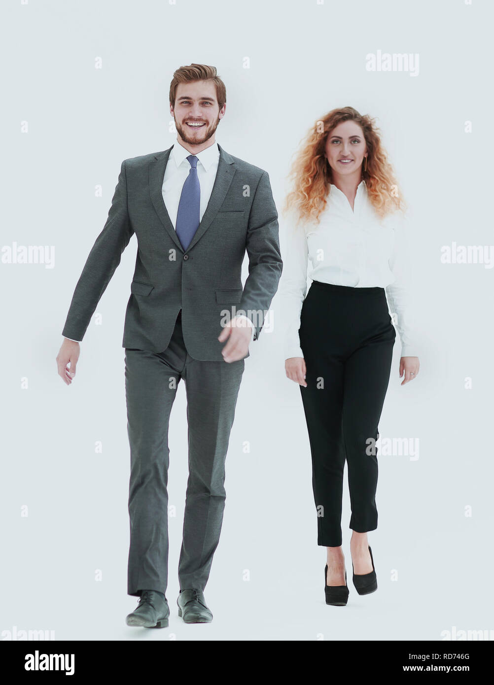 two successful employee confidently go forward Stock Photo - Alamy