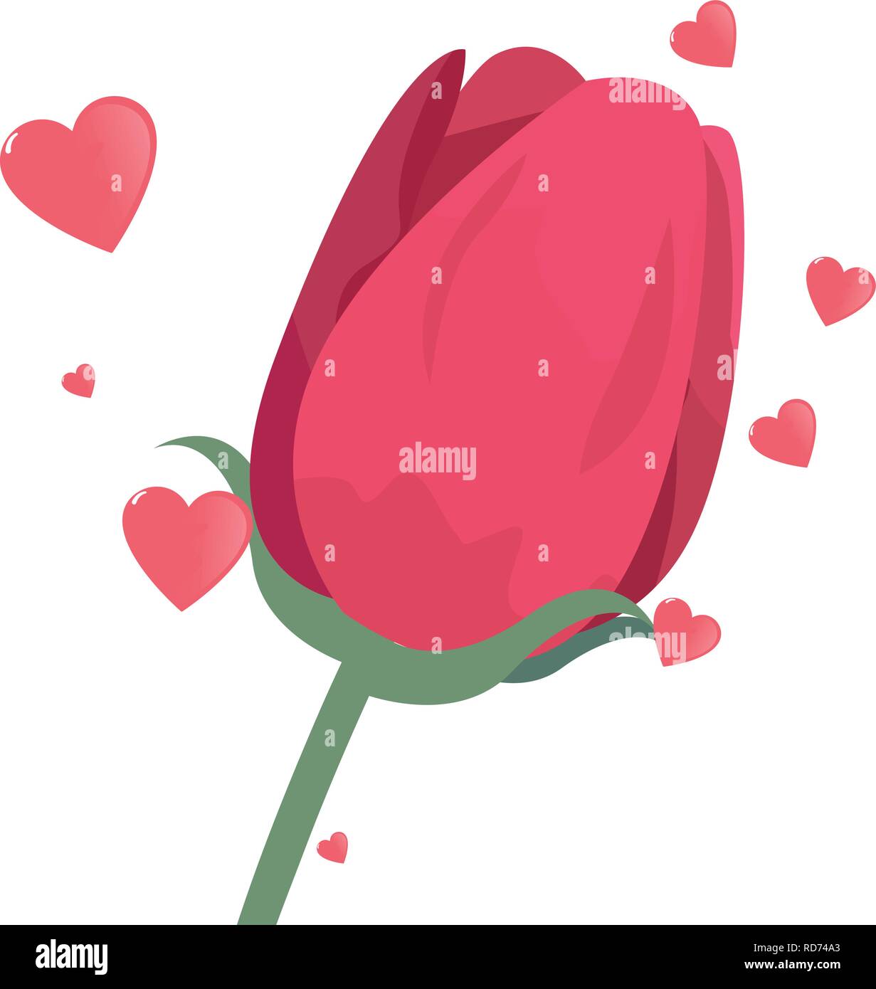 flower hearts love happy valentines day vector illustration Stock ...