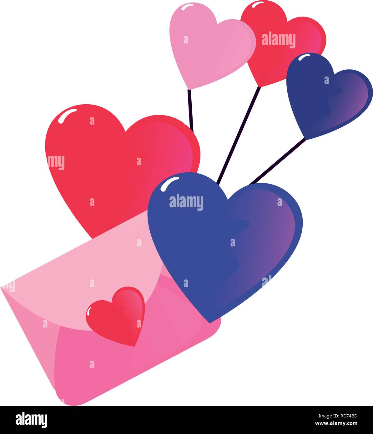mail and balloons heart happy valentines day vector illustration Stock ...