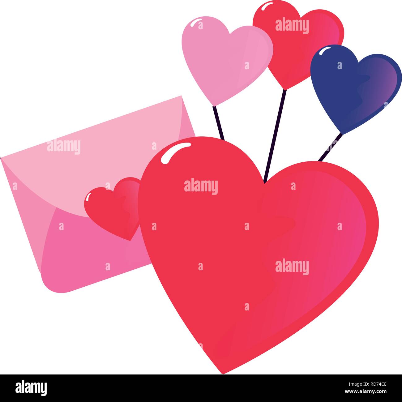 mail and balloons heart happy valentines day vector illustration Stock ...