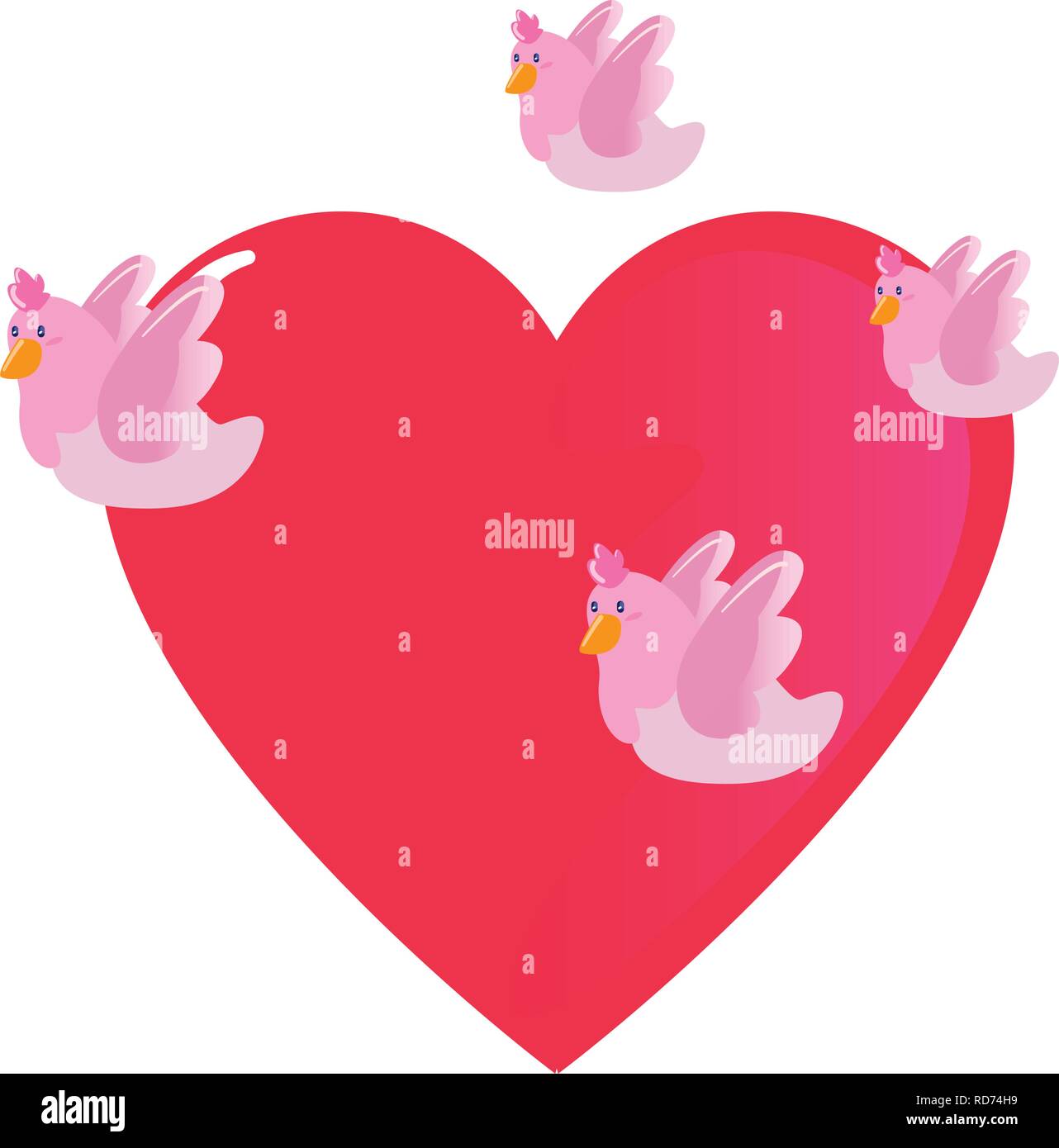 heart doves happy valentines day vector illustration Stock Vector Image ...