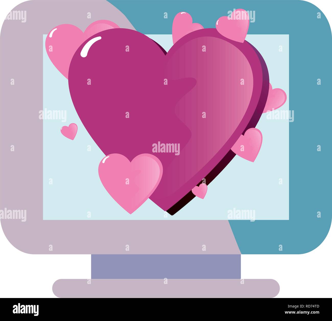 computer heart happy valentines day vector illustration Stock Vector ...