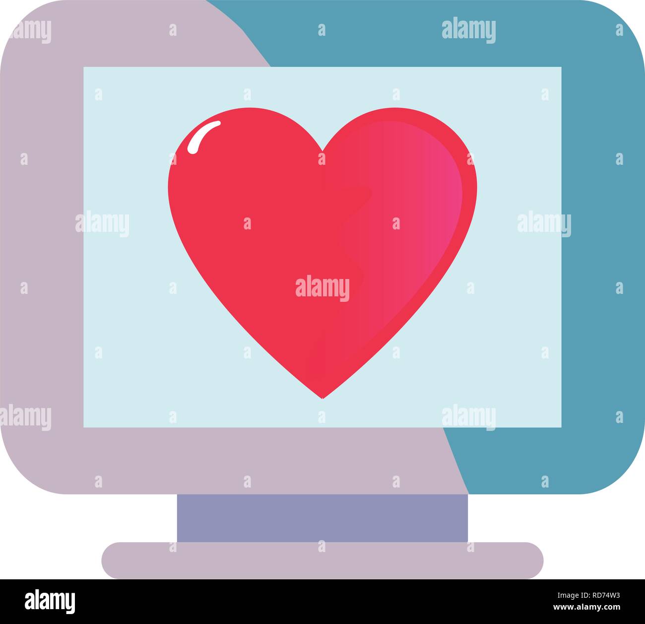 computer heart happy valentines day vector illustration Stock Vector ...
