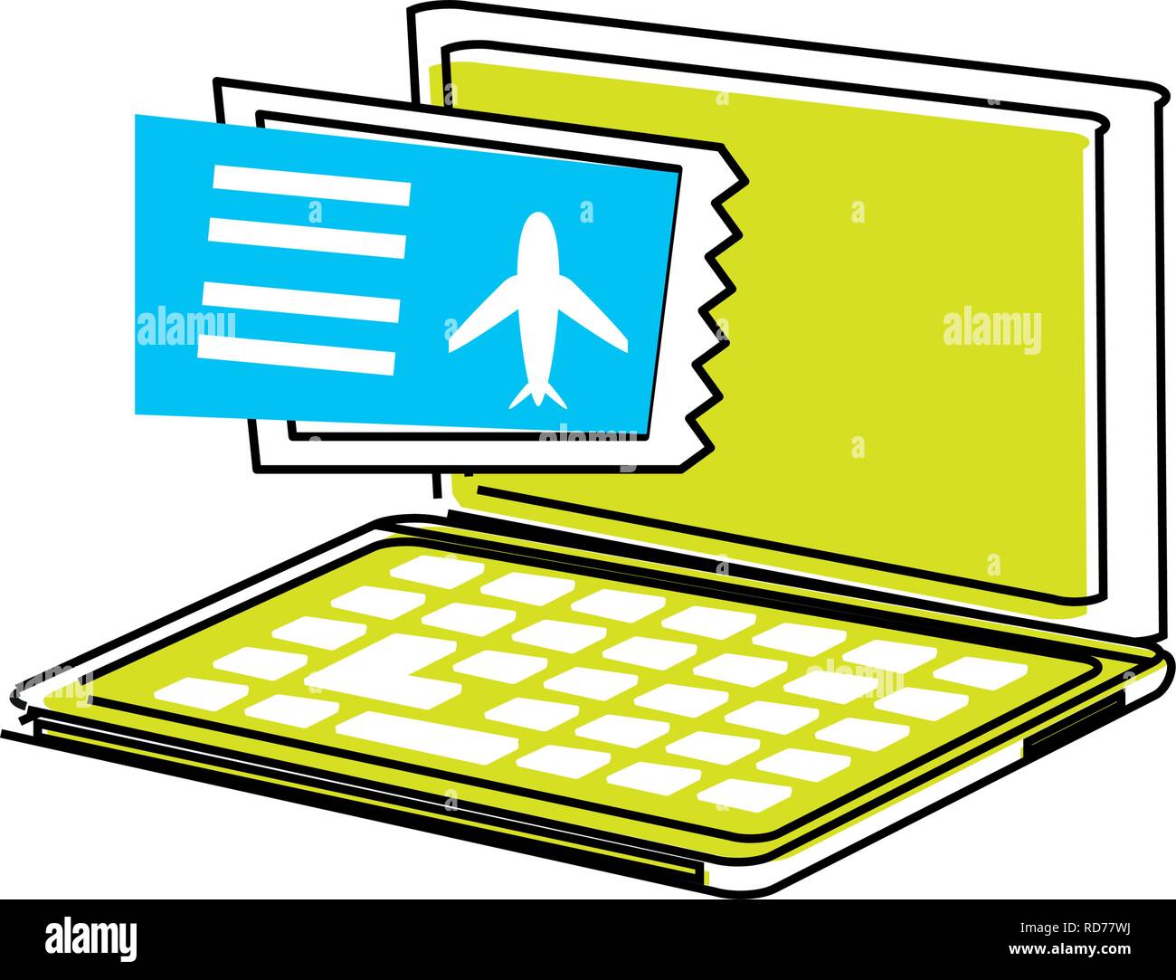 laptop computer with ticket flight vector illustration design Stock ...