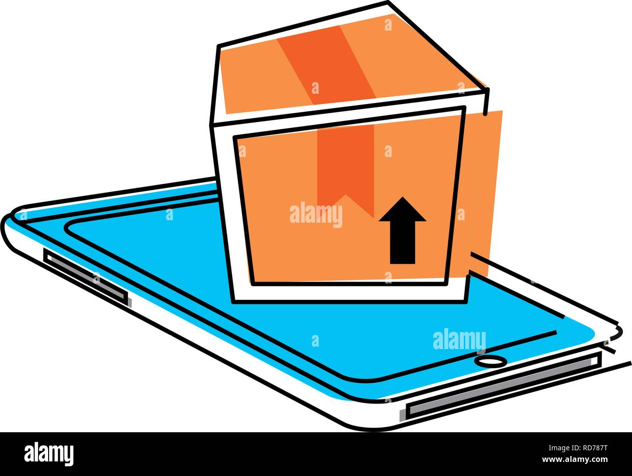 smartphone with box carton vector illustration design Stock Vector ...