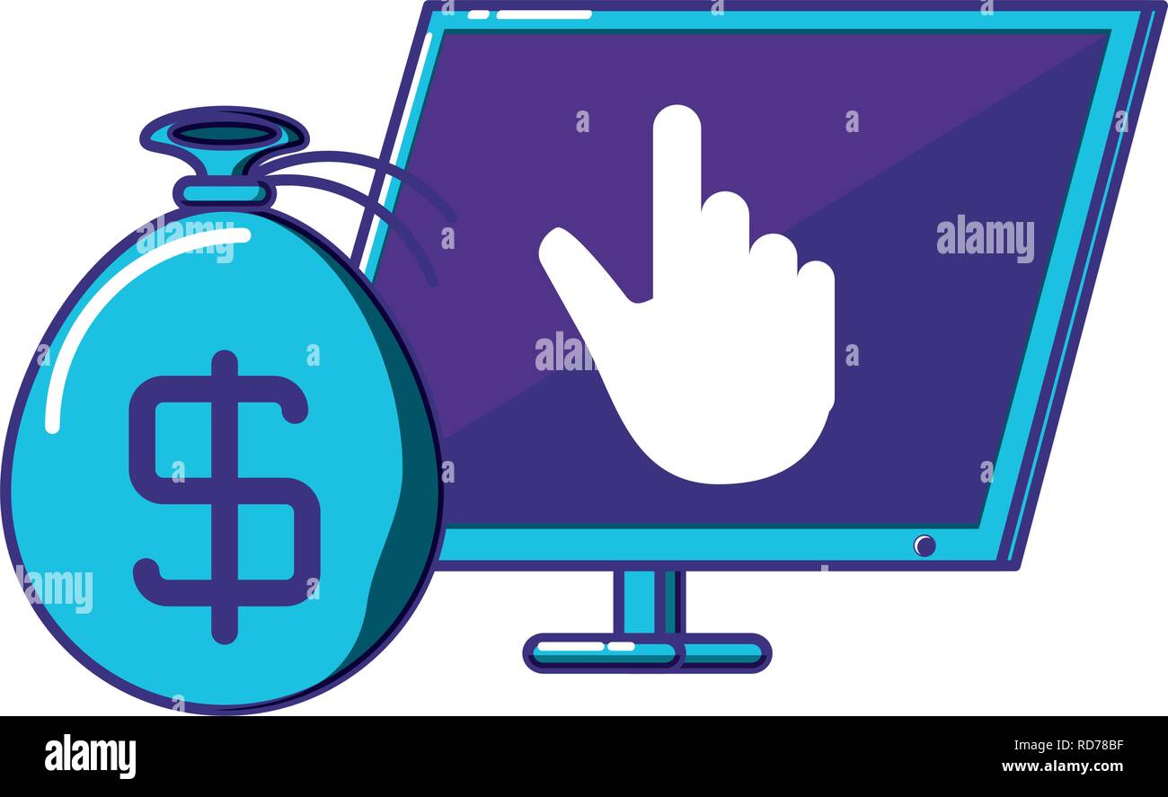 desktop computer with money bag vector illustration design Stock Vector ...