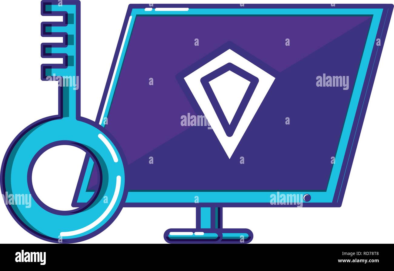 desktop computer with key vector illustration design Stock Vector Image ...