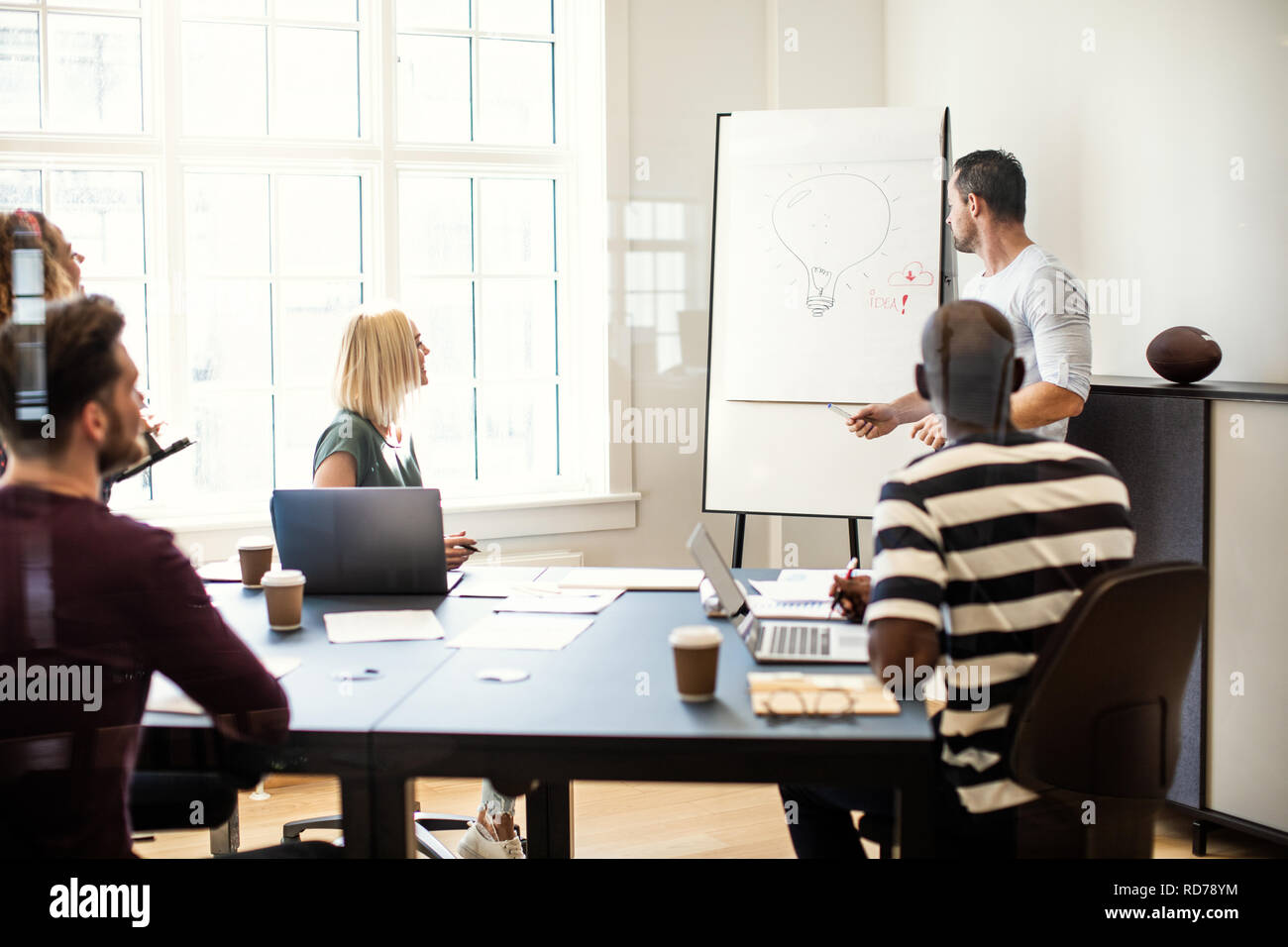 Group around whiteboard in office hi res stock photography and images Alamy