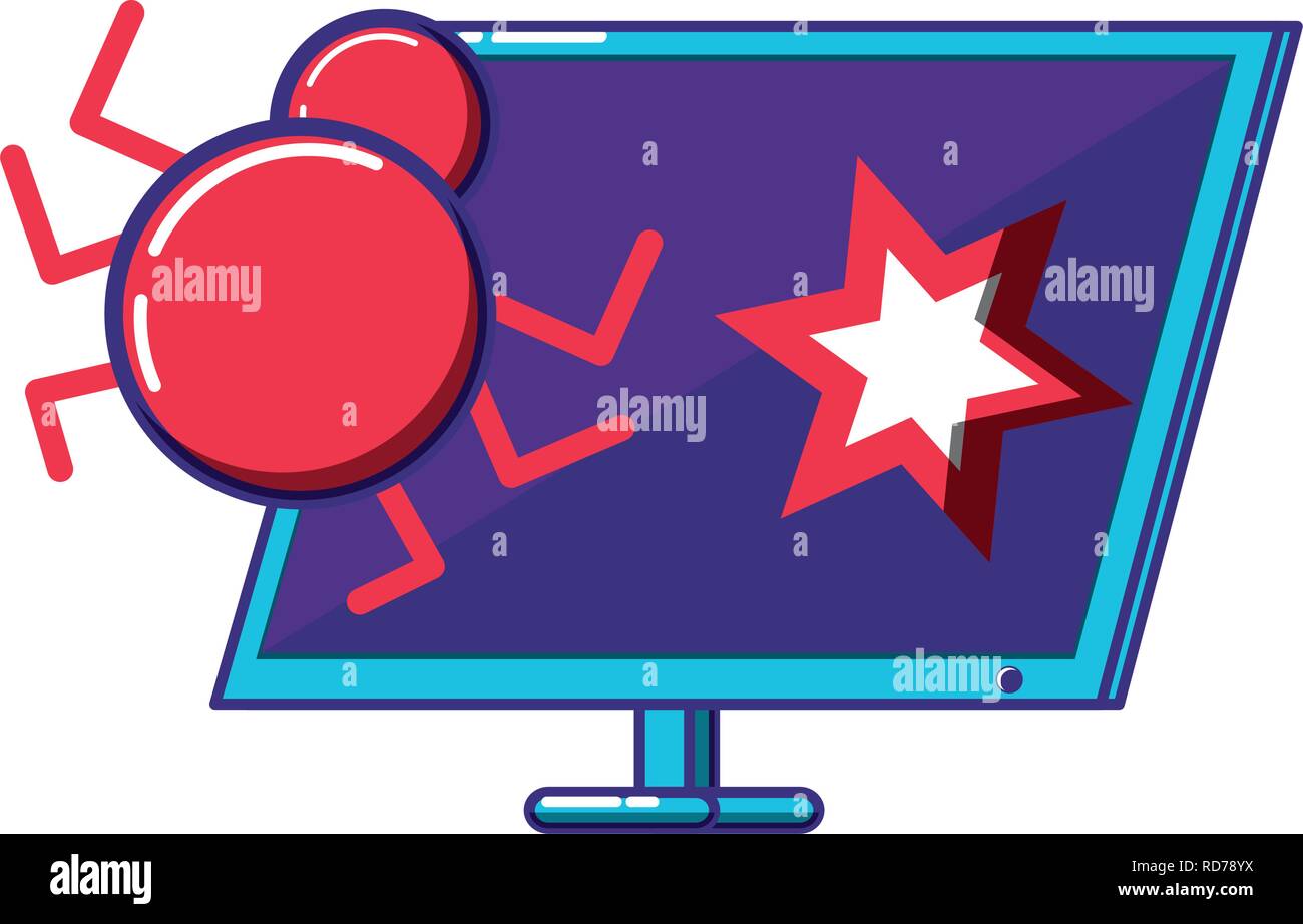 desktop computer with virus infection vector illustration design Stock ...