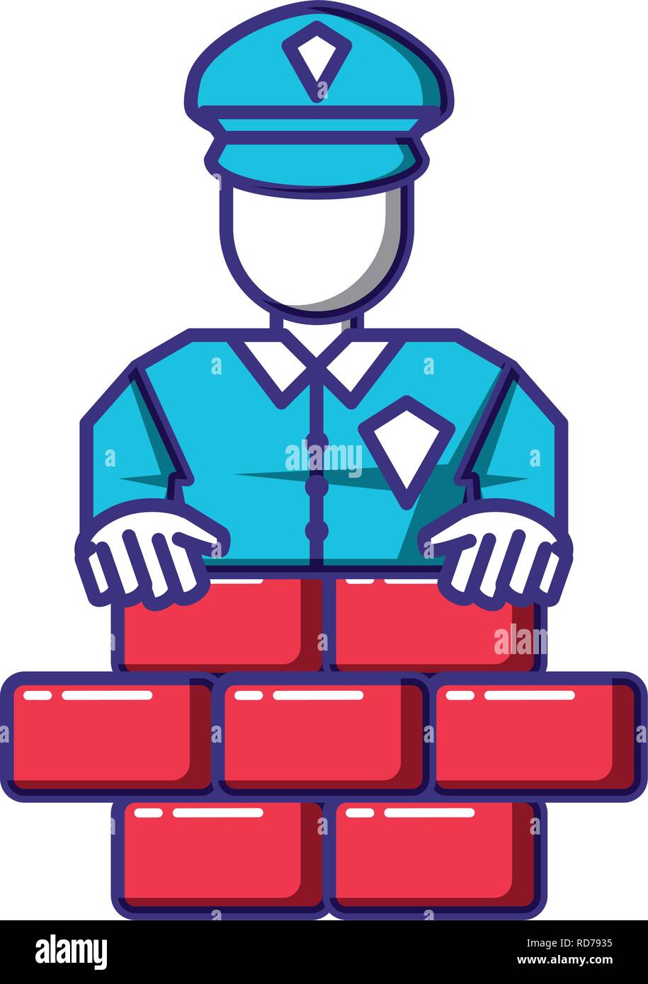 security agent with wall vector illustration design Stock Vector Image ...