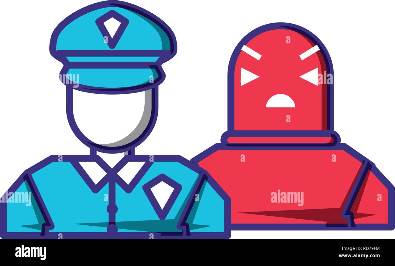 security agent with robot avatars vector illustration design Stock ...