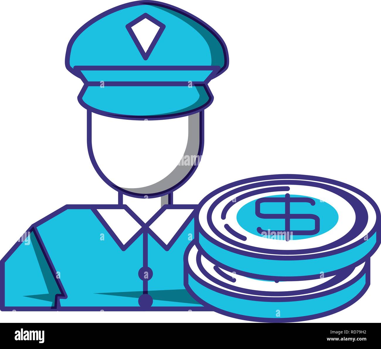security agent with coins vector illustration design Stock Vector Image ...
