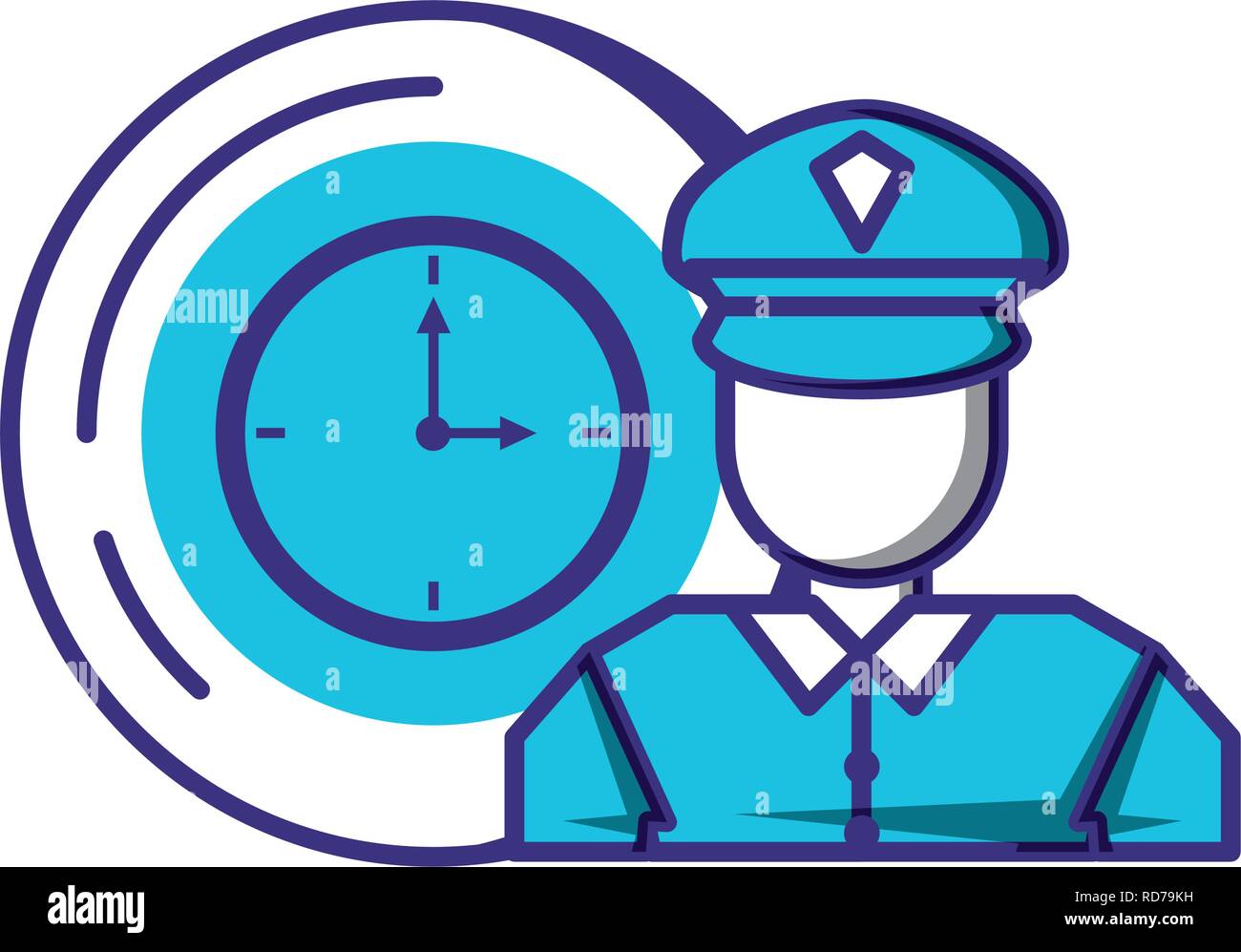 security agent with time clock vector illustration design Stock Vector ...