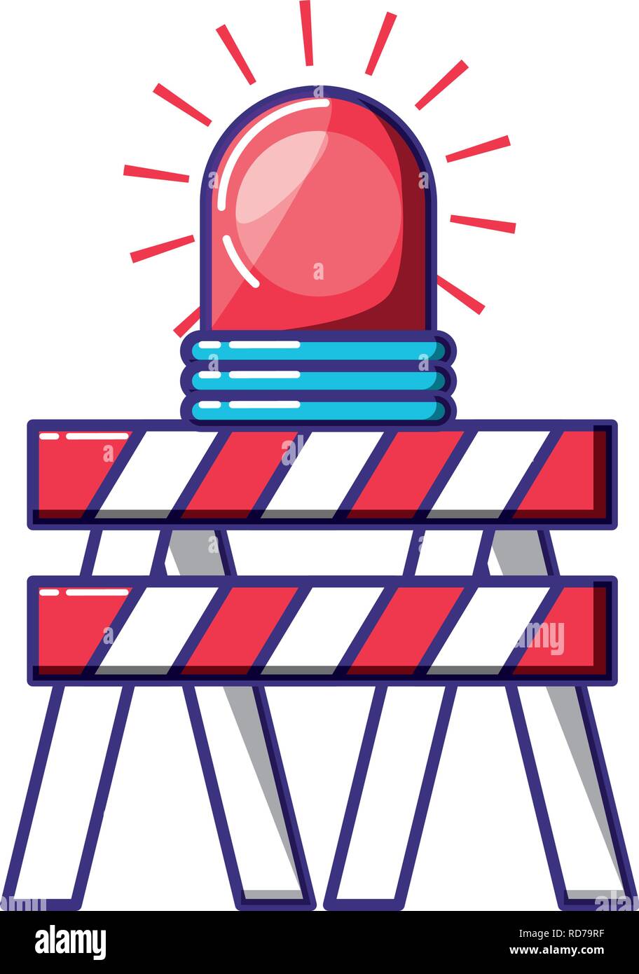emergency alarm light with fence vector illustration design Stock ...