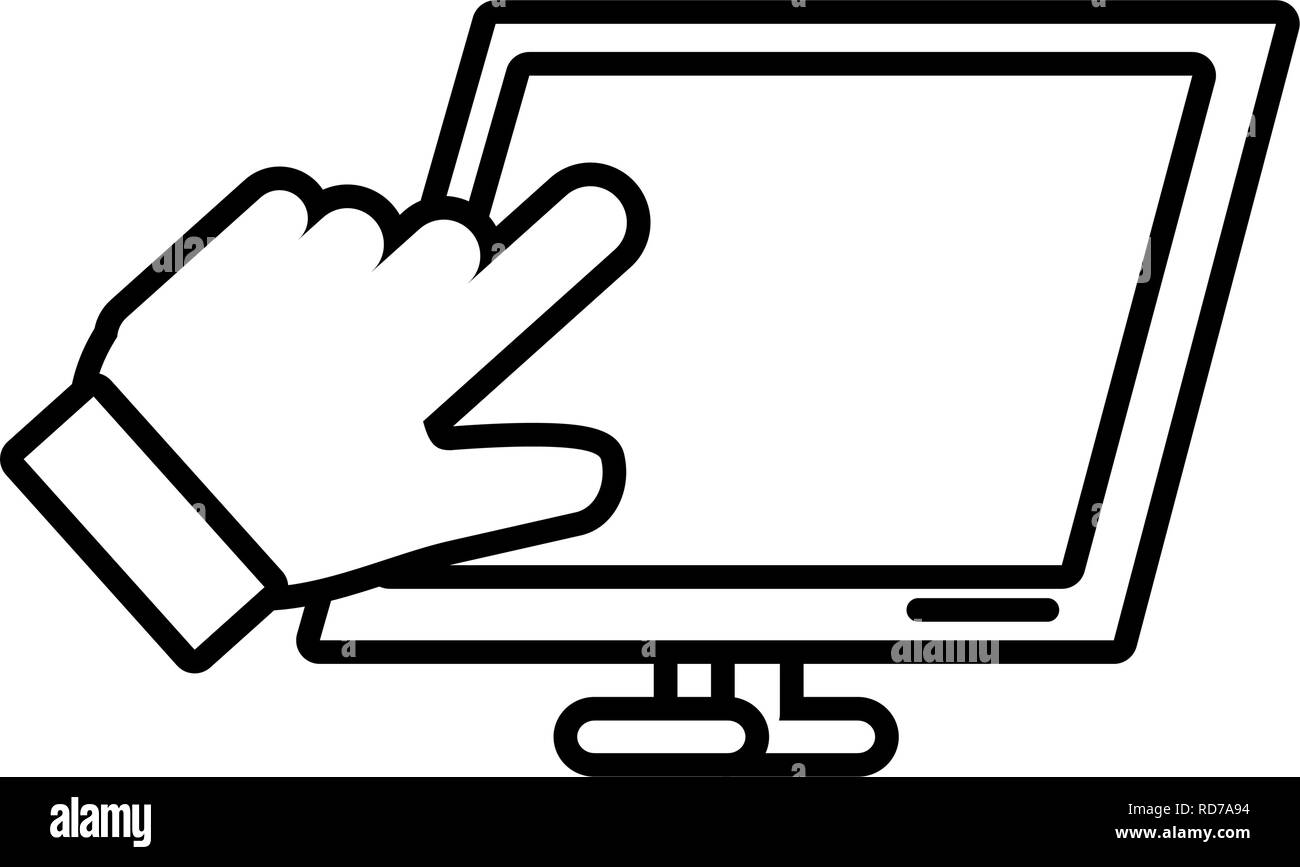 hand using desktop computer vector illustration design Stock Vector ...