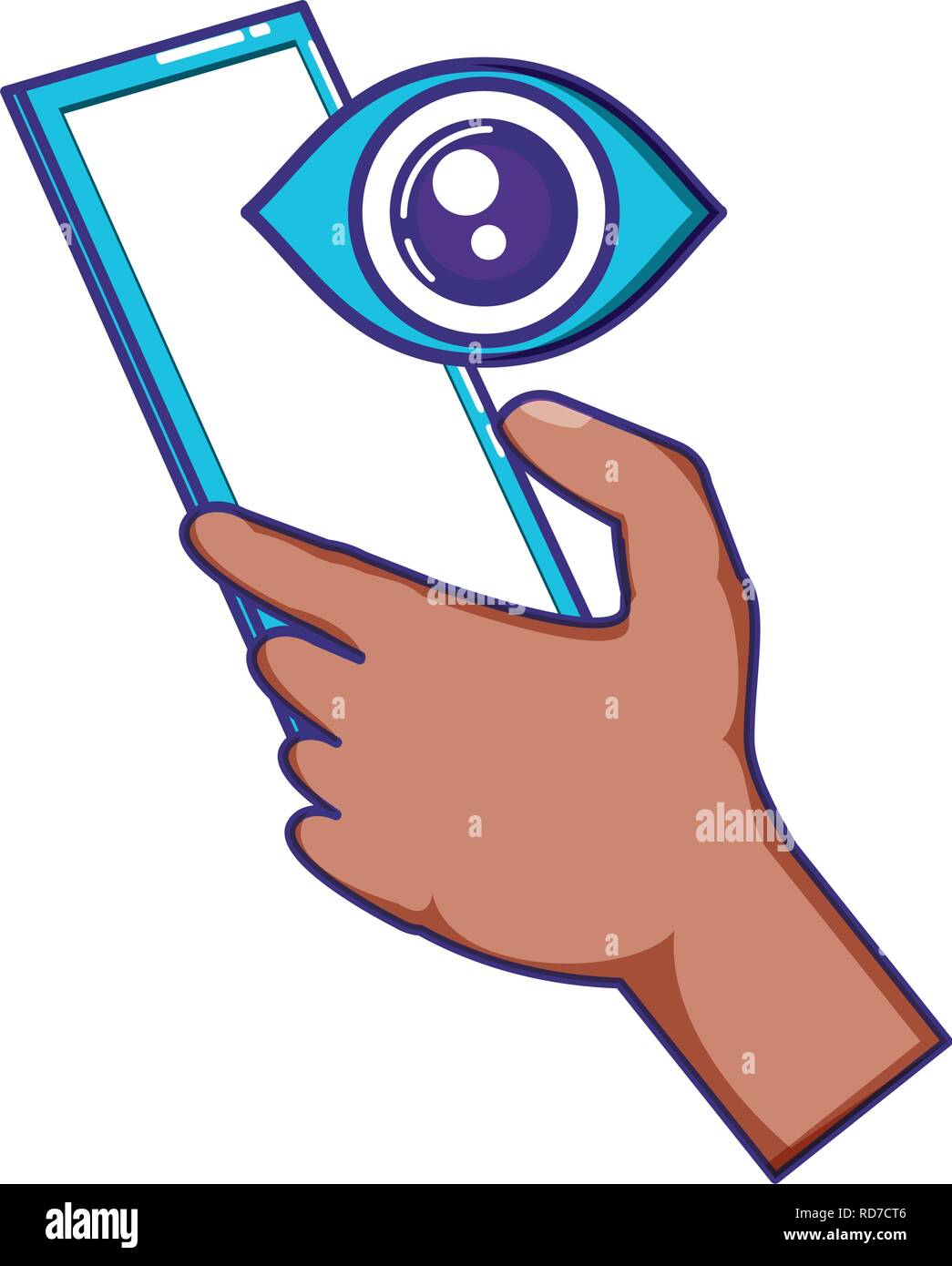 hand using smartphone with eye vector illustration design Stock Vector ...