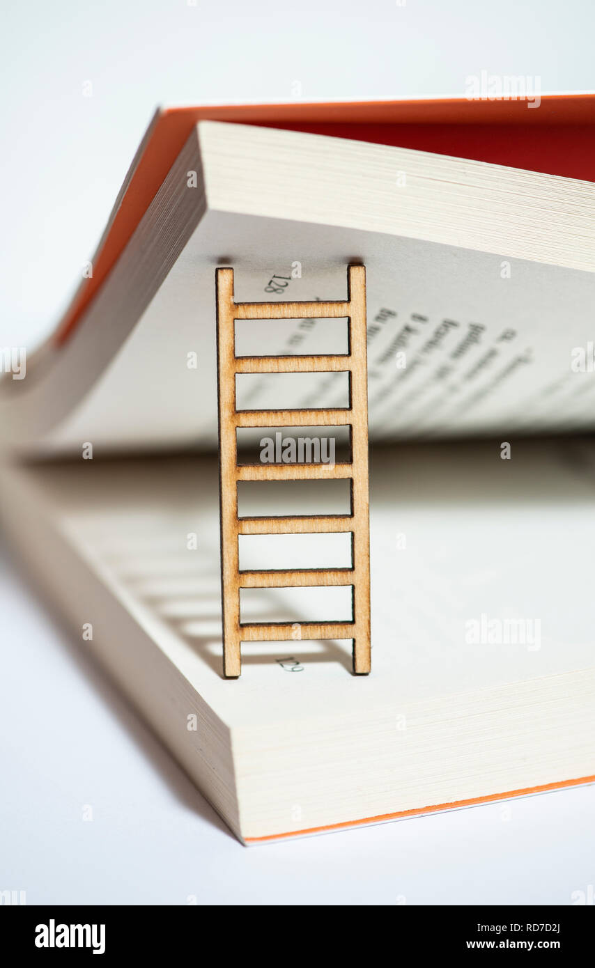 Book pages and ladder. Concept with ladder on book for education and ...