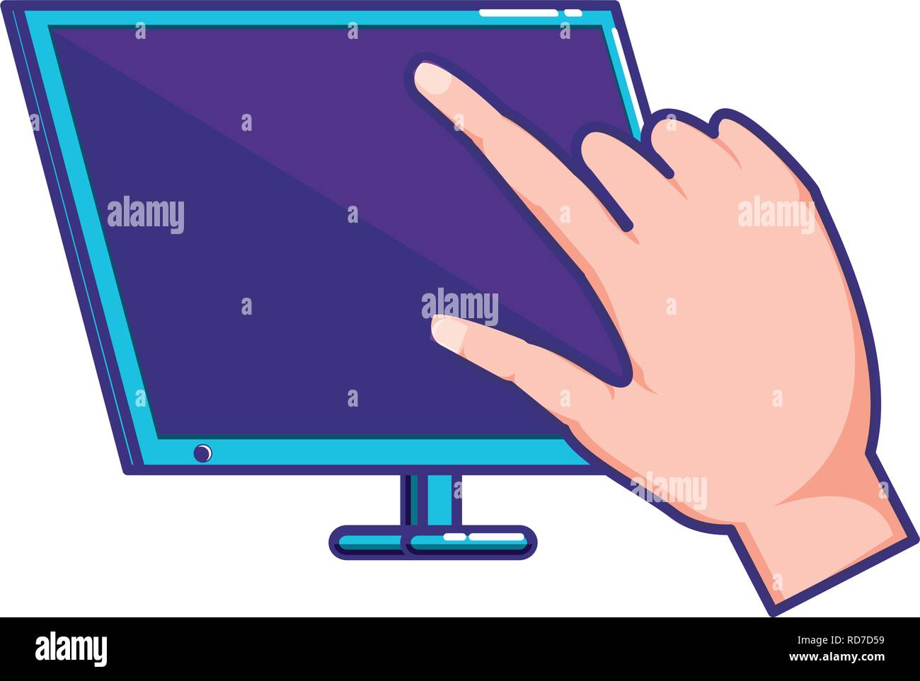 hand using desktop computer vector illustration design Stock Vector ...