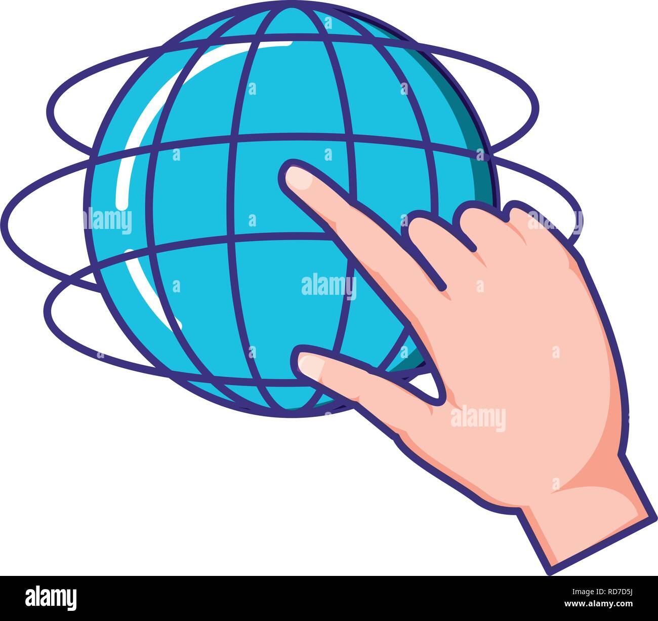 hand with sphere planet browser vector illustration design Stock Vector ...