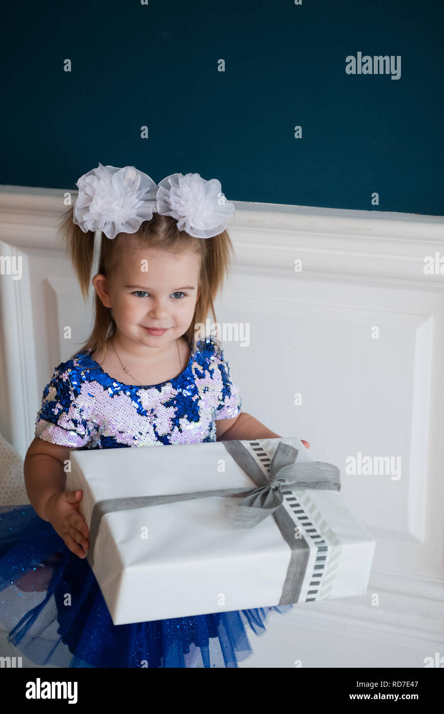 Picture of beautiful girl with gift box Stock Photo - Alamy