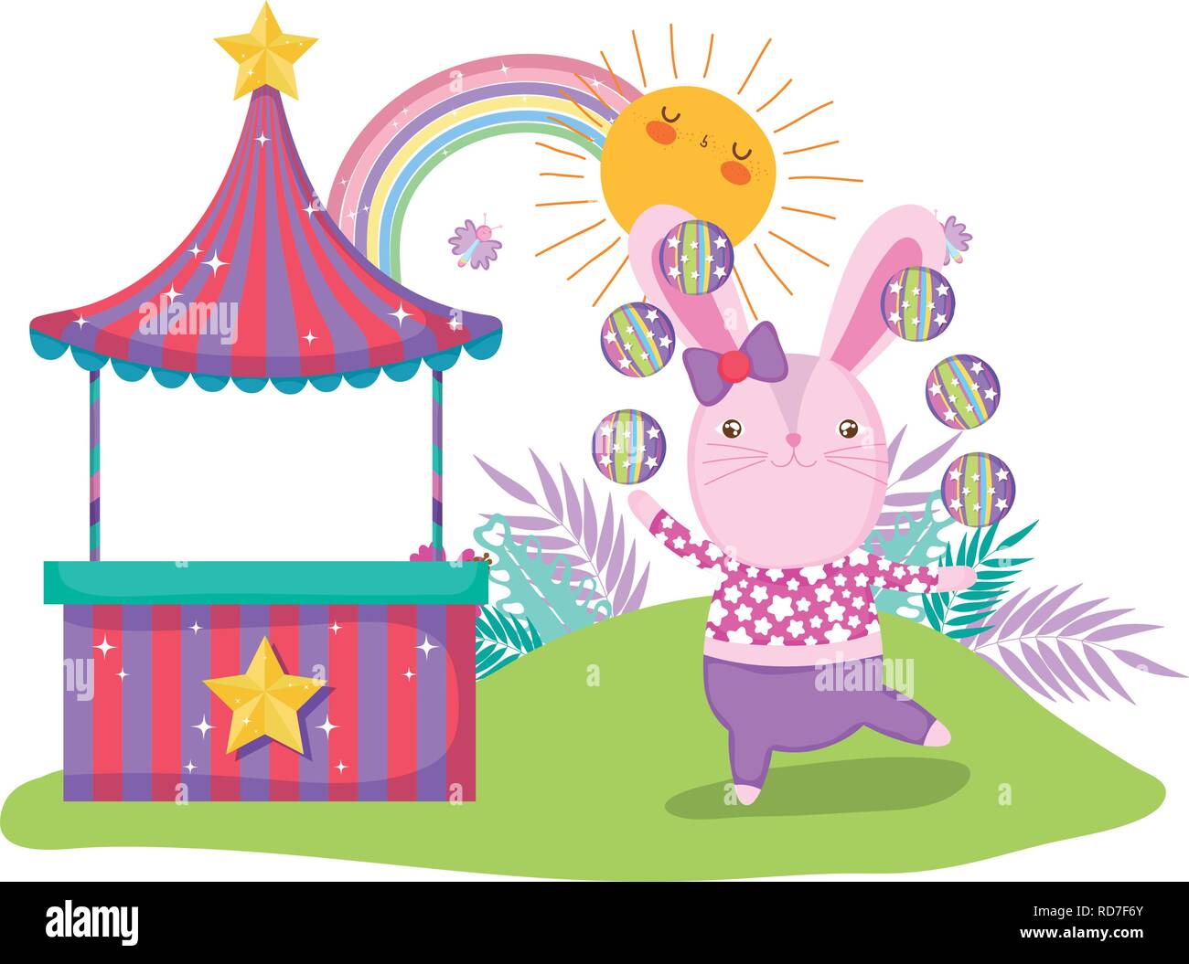 cute circus rabbit with layer and kiosk Stock Vector Image & Art - Alamy