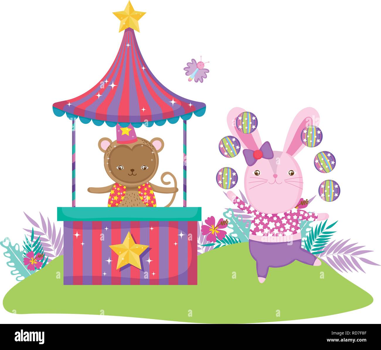 cute circus rabbit with layer and kiosk Stock Vector Image & Art - Alamy