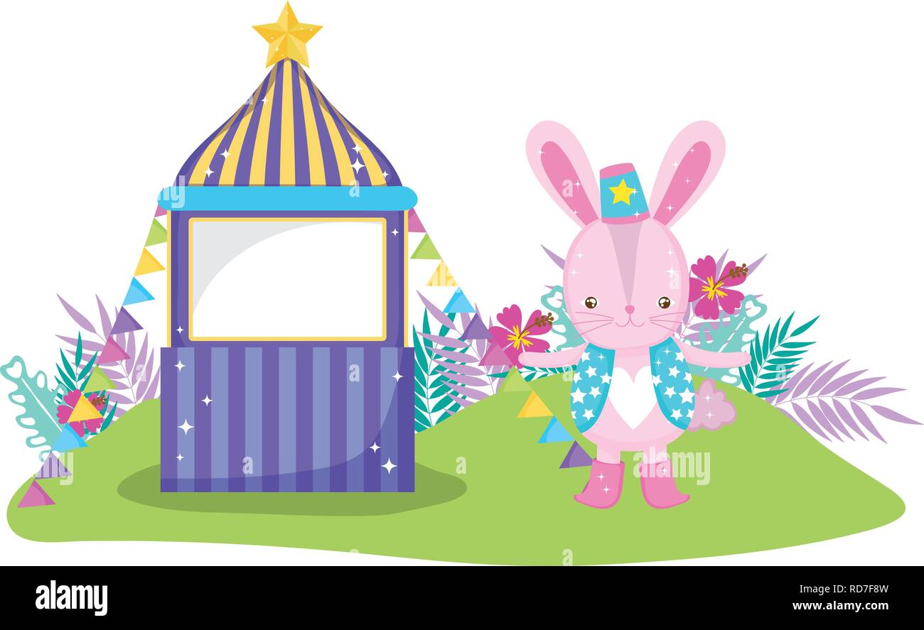 cute circus rabbit with layer and kiosk Stock Vector Image & Art - Alamy