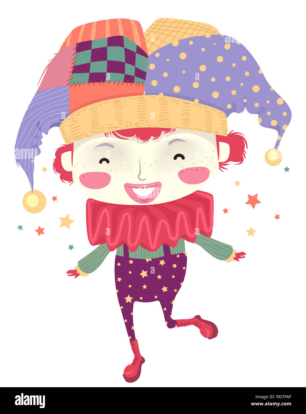 Illustration of a Kid Boy Wearing Colorful Clown Costume with Full Make ...