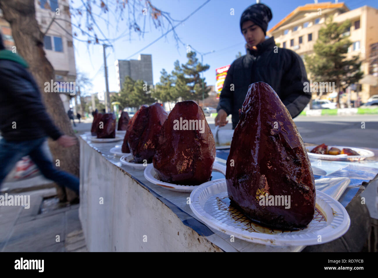 A beets seller on the street, West Azerbaijan province, Urmia, Iran ...