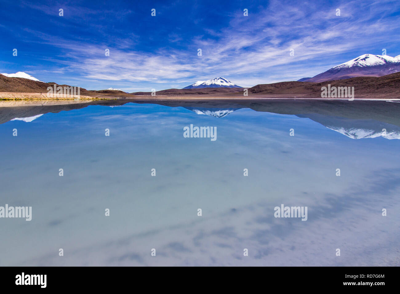 Charcota Lagoon Bolivian Altiplano in the way to Salar de Uyuni, is an ...