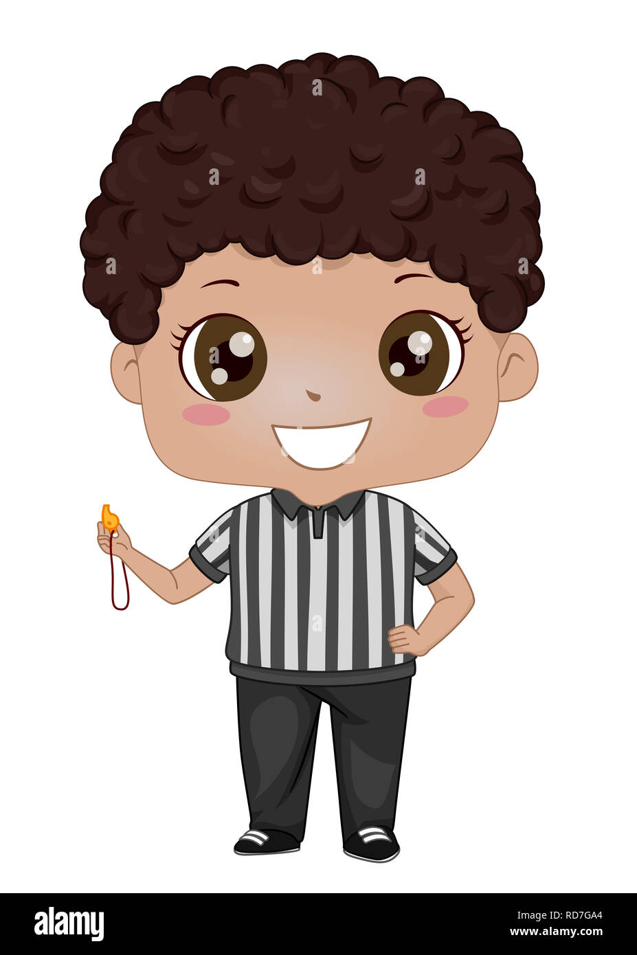 Illustration of an African American Kid Boy Referee Holding a Whistle ...