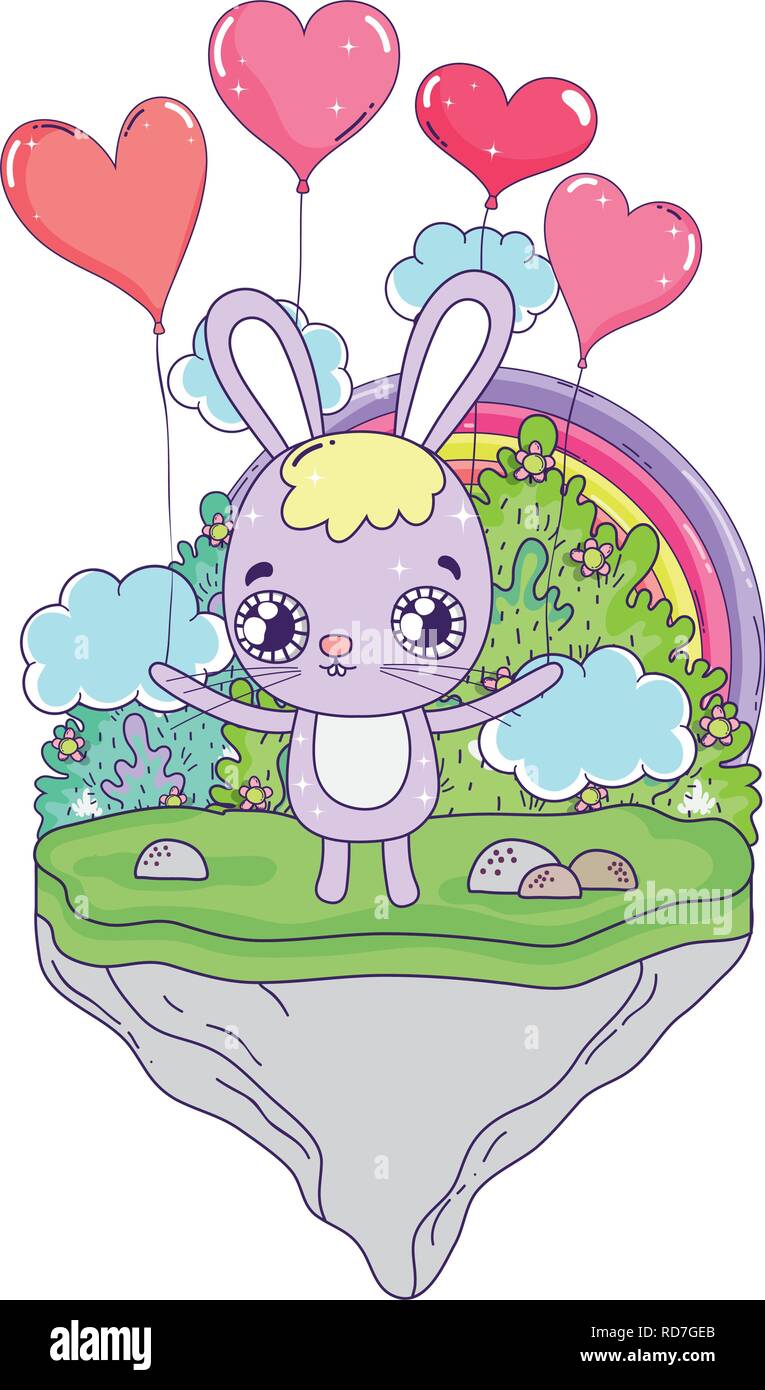 cute rabbit with baloons helium valentines day Stock Vector Image & Art ...