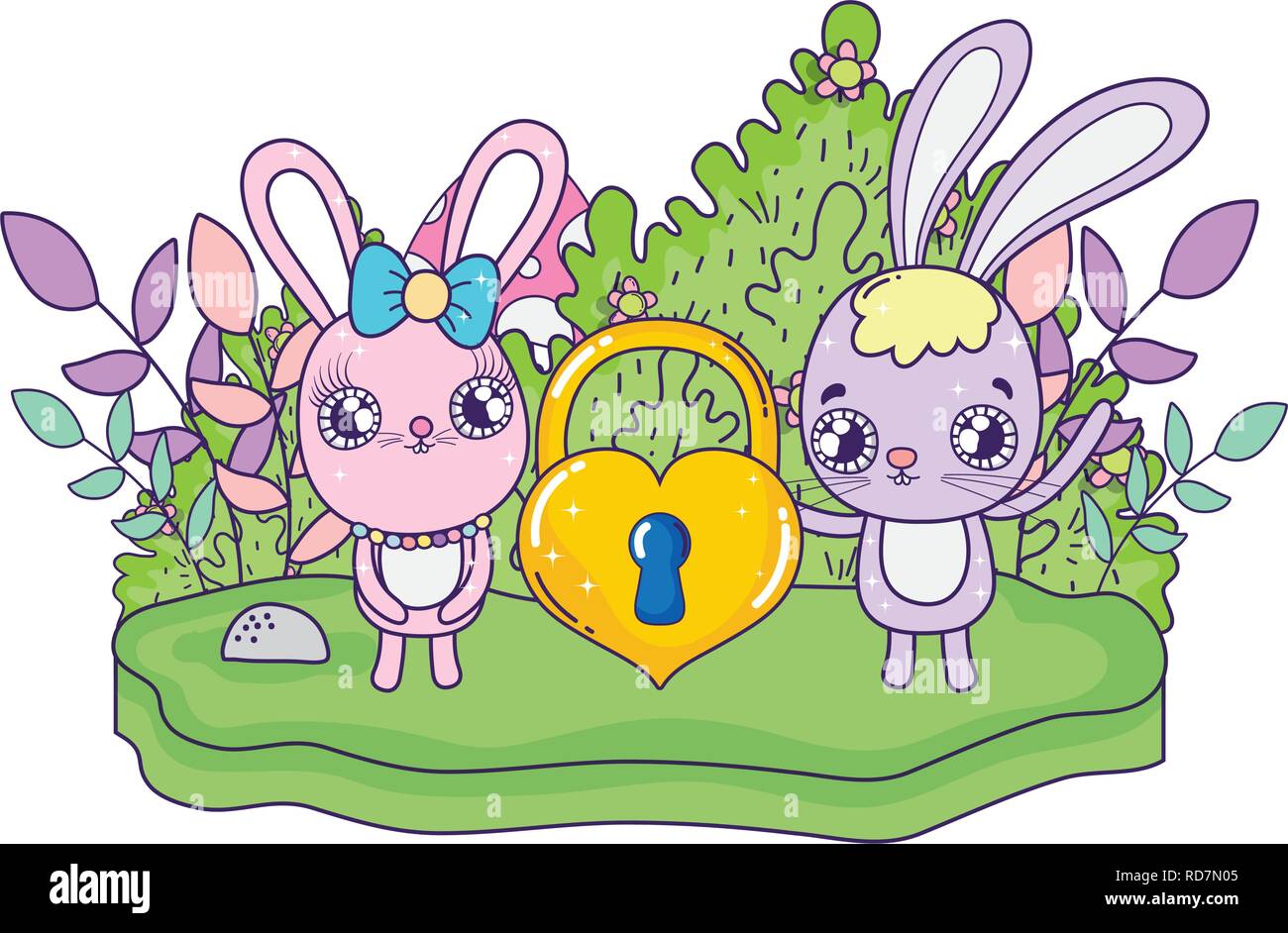 cute rabbits couple valentines day Stock Vector Image & Art - Alamy