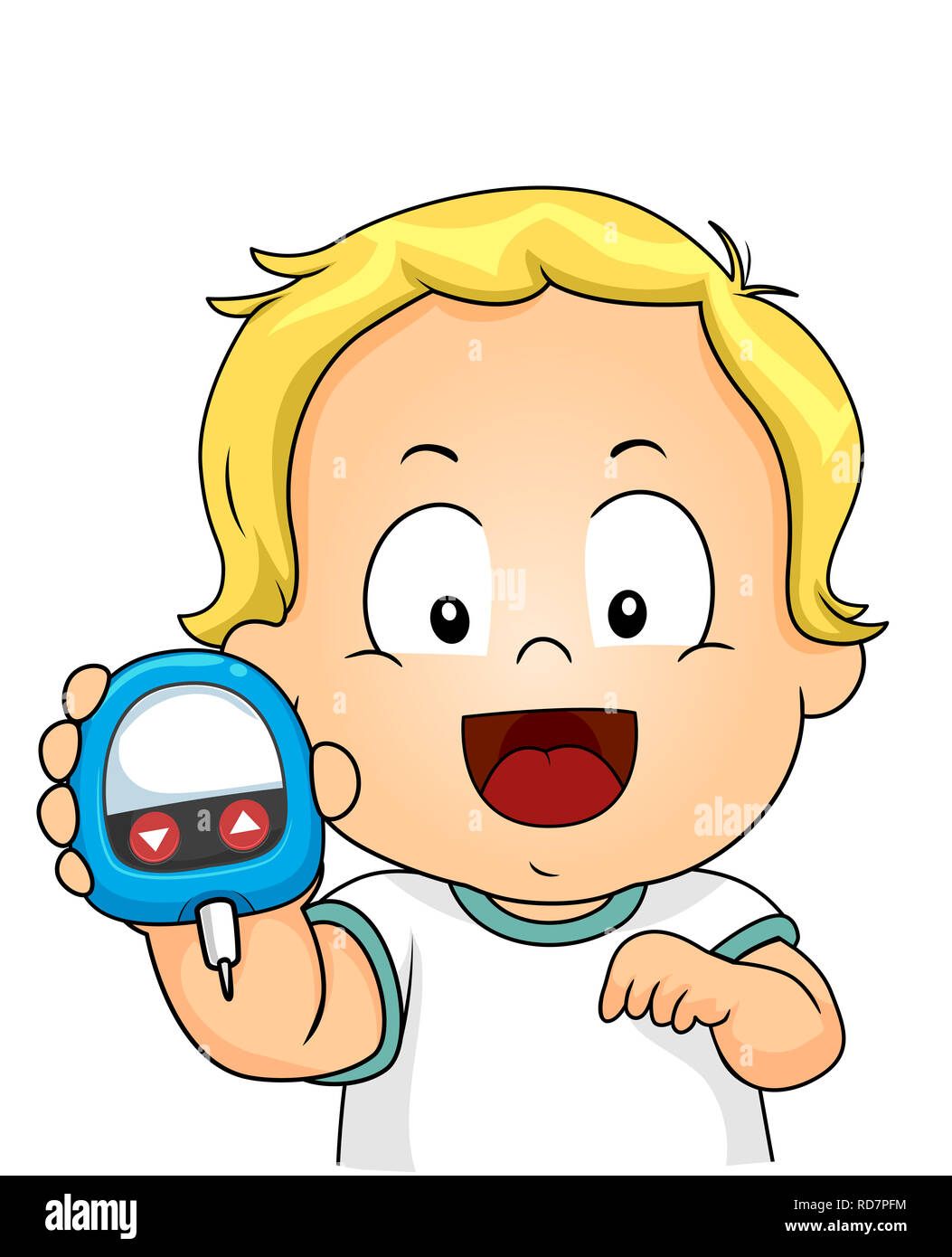 Illustration of a Kid Boy Toddler Showing His Blood Glucose Meter Stock ...