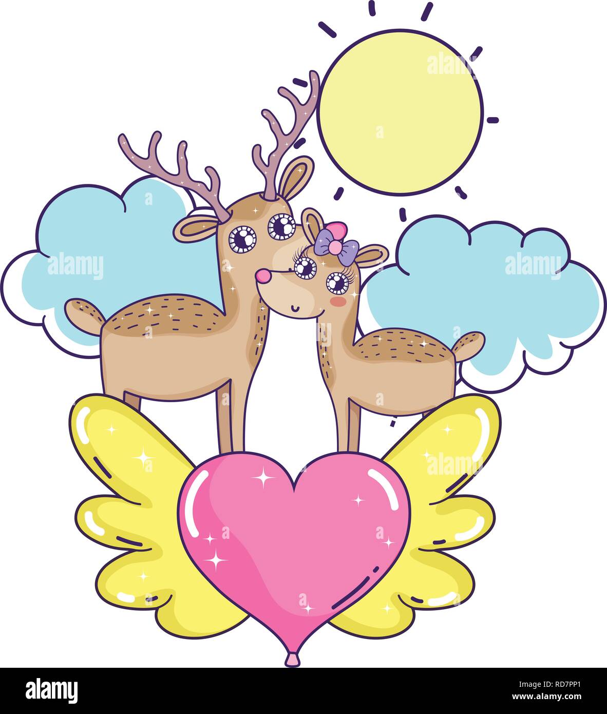 cute love reindeer couple with heart Stock Vector Image & Art - Alamy