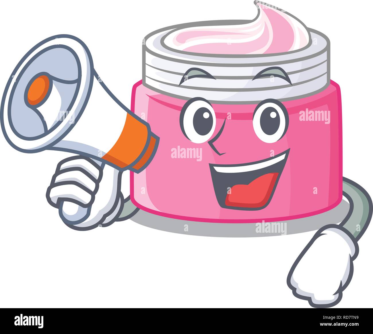 With megaphone face cream on wooden cartoon table Stock Vector Image ...